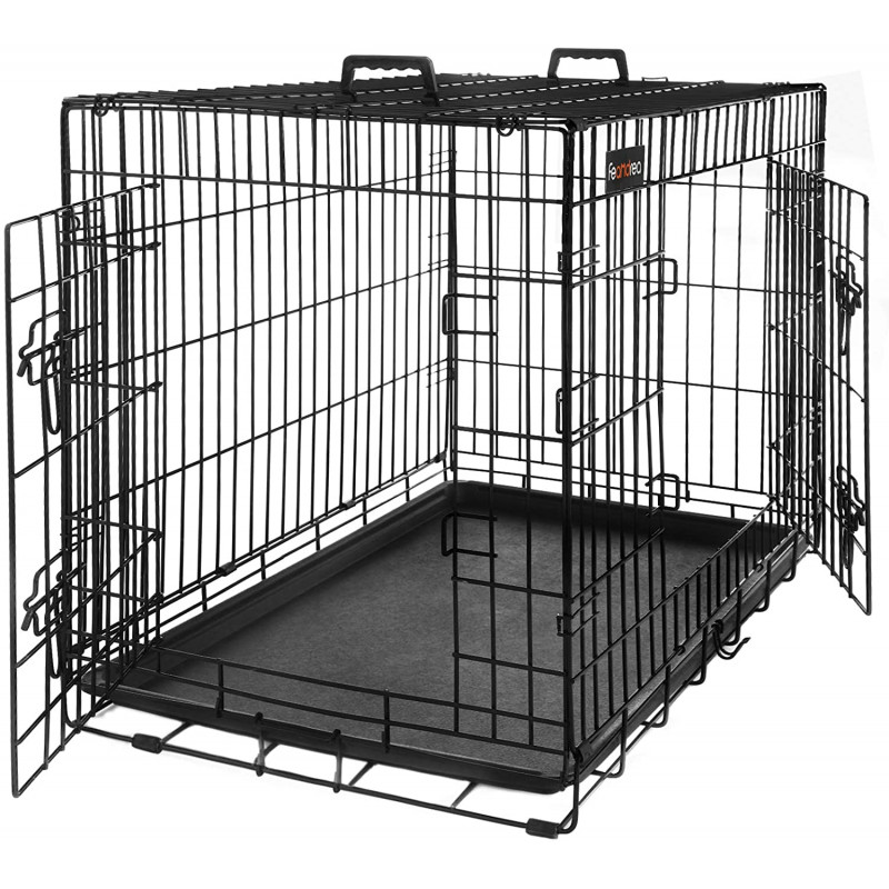 Hundbur Metall - L 92,5 x 57,5 x 64 cm Med Två Dörrar