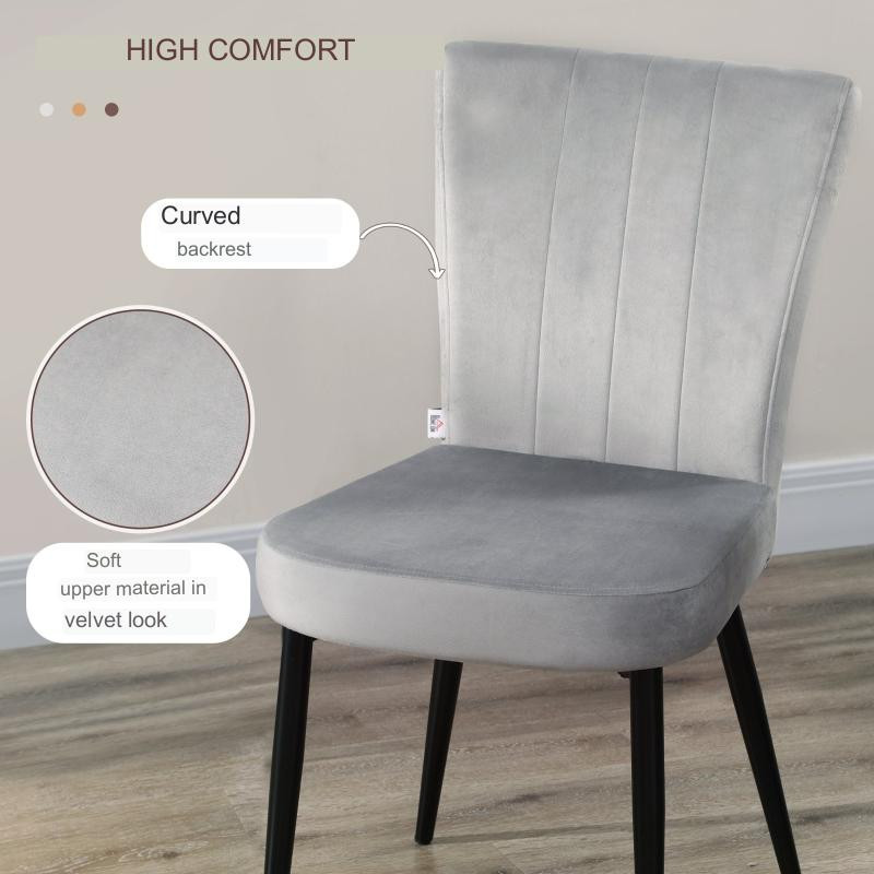 Matstolar Set 4-Pack Sammet - Ljusgrå