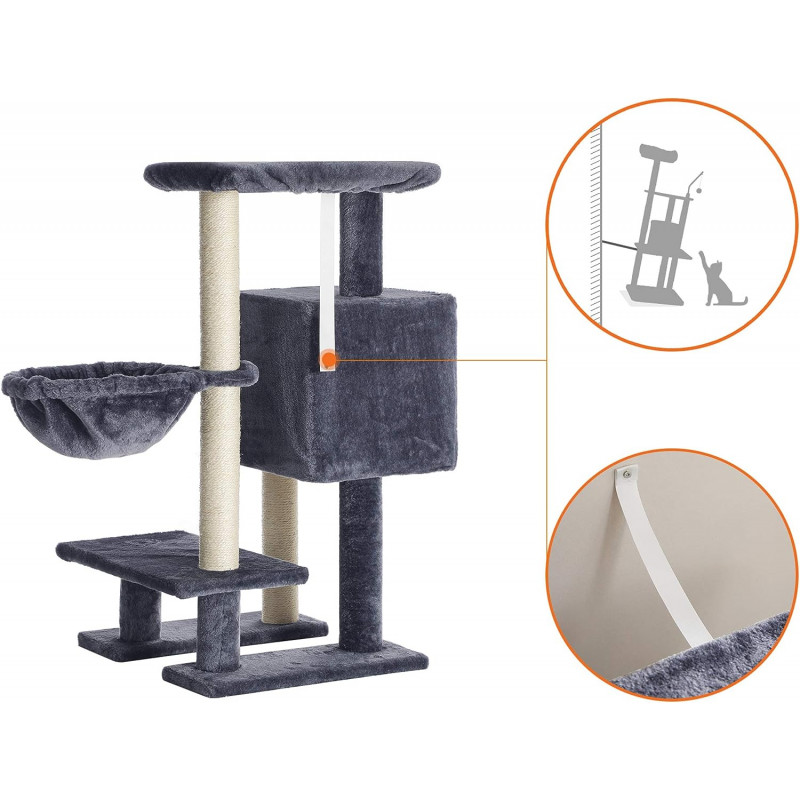 Klösträd För Stora Katter 15 kg med klöspelare, hängmatta 84 cm