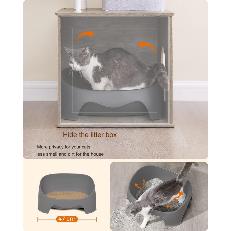 Lyx Klösträd med Stor katthus i trä 118 cm Greige