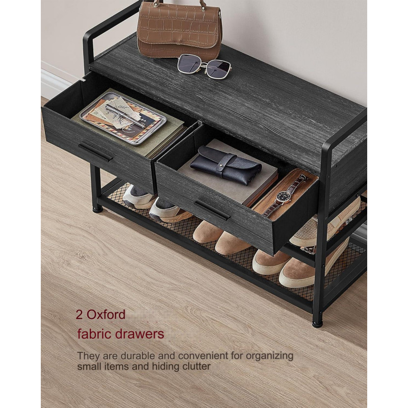 Klädhängare med Stång, 2 Lådor, Skohylla Svart