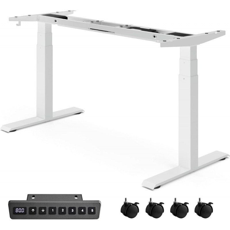 Höj- och Sänkbart Stativ Ram till skrivbord Vit passar Skiva upp ti...
