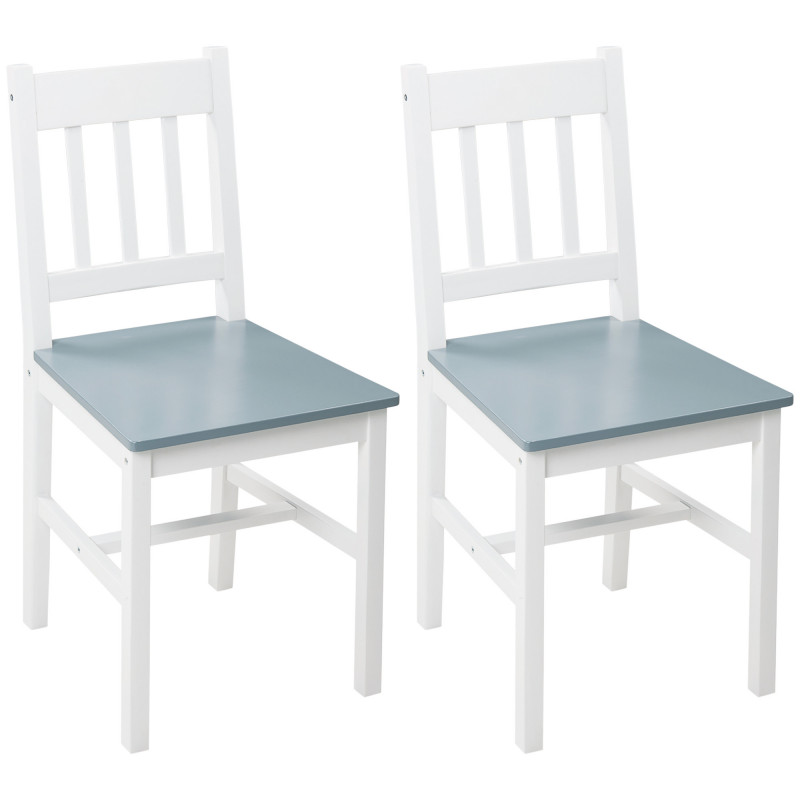 Matstolar 2-pack Trä Vit/Grå