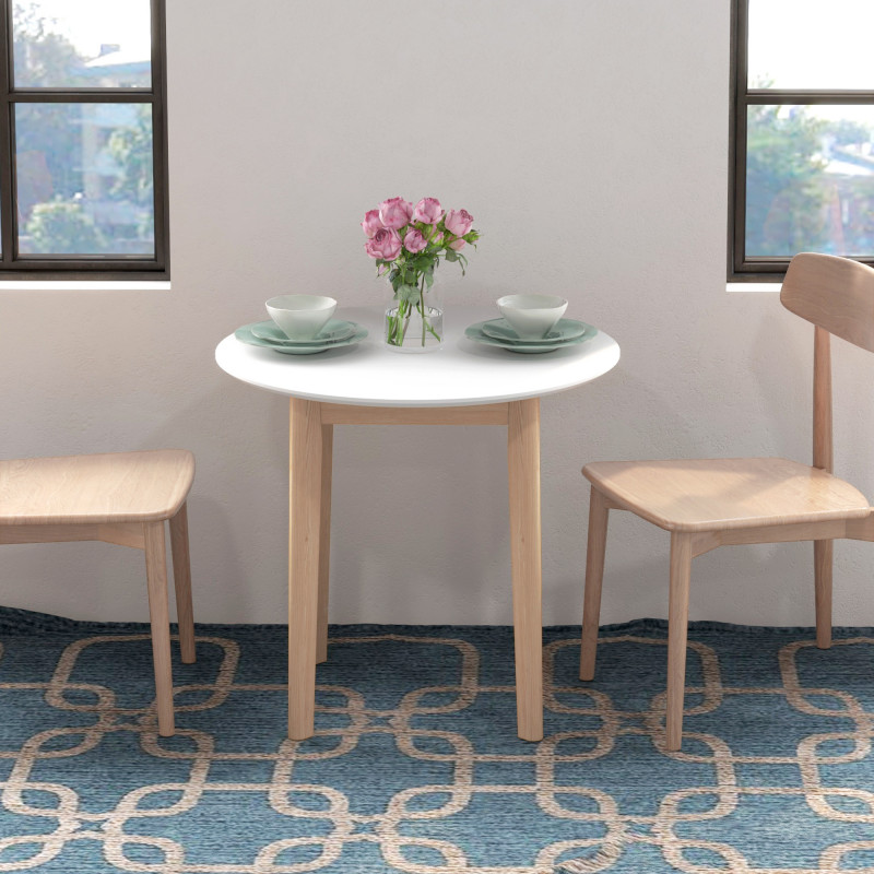 Rund Matbord Scandi Stil 75 x 75 x 76 cm Vit / Ek