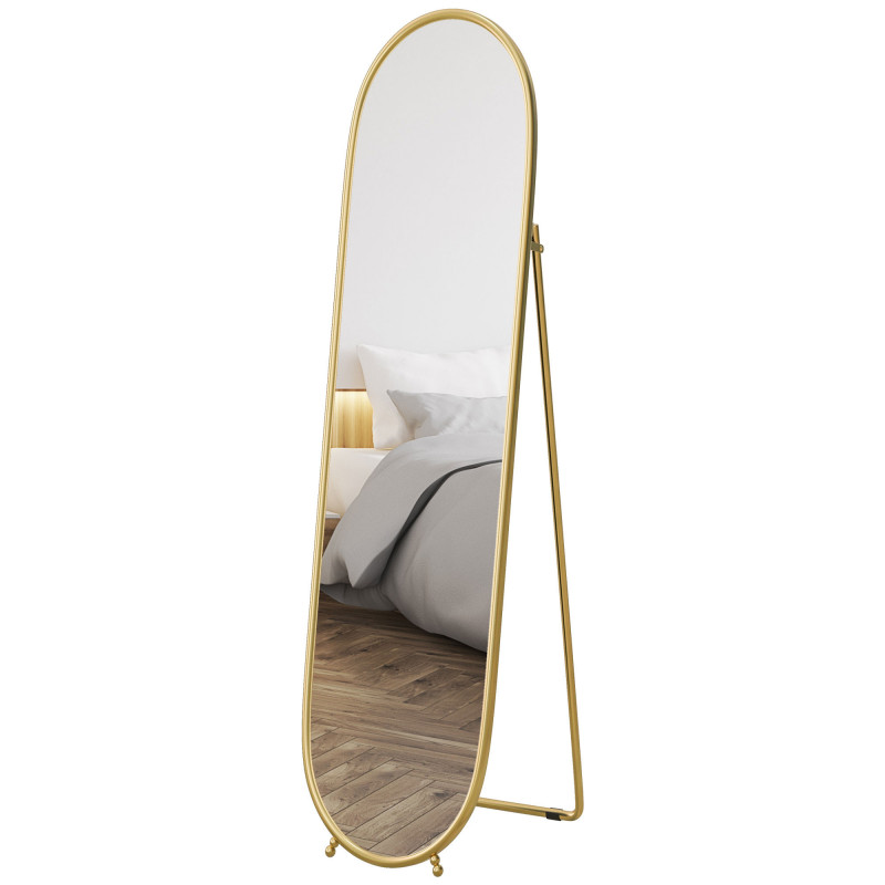 Golvspegel Oval Guld 40 x 160 cm