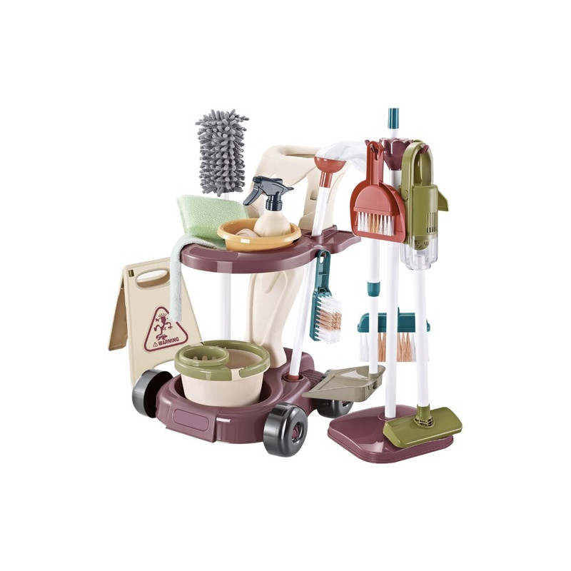 Rengöringsset för barn Dammsugarvagn Mopp Tillbehör 18in1