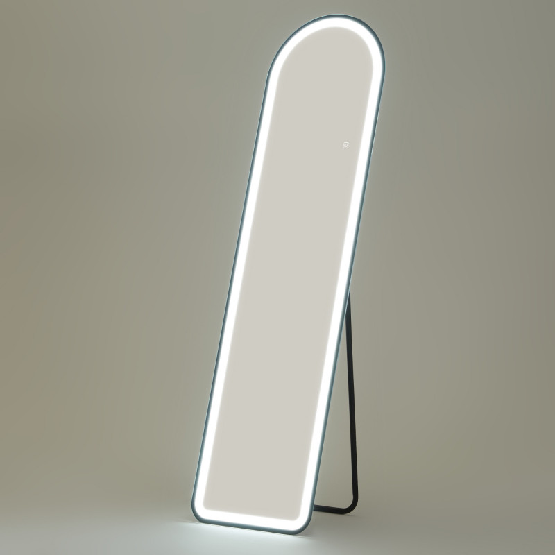 Golvspegel 150 x 40 cm med LED-belysning, Touchkontroll, Vit