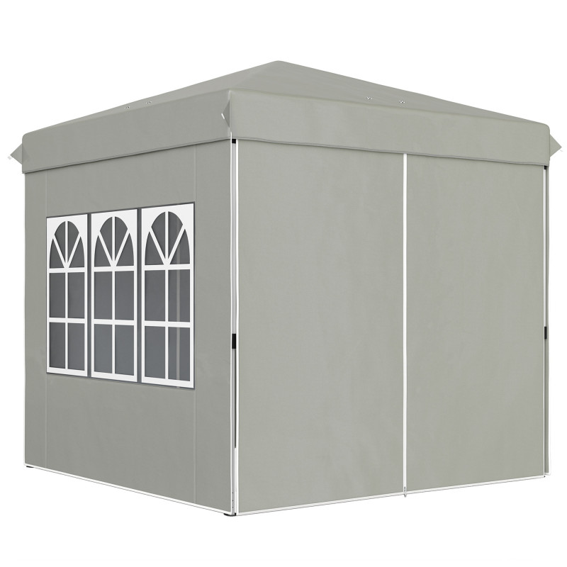 Popup Paviljong med sidoväggar och bärväska 2,5 x 2,5 m Ljusgrå