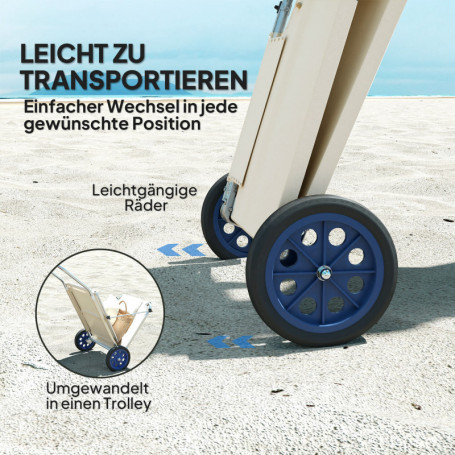 Solstol Set med Solskydd – 2 Fällbara Strandsäng med Justerbart Ryg...