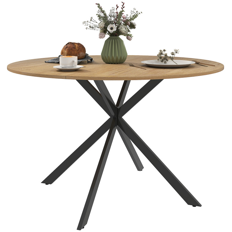 Runt Matbord i Industriell Stil – Ø120 cm med X-ben