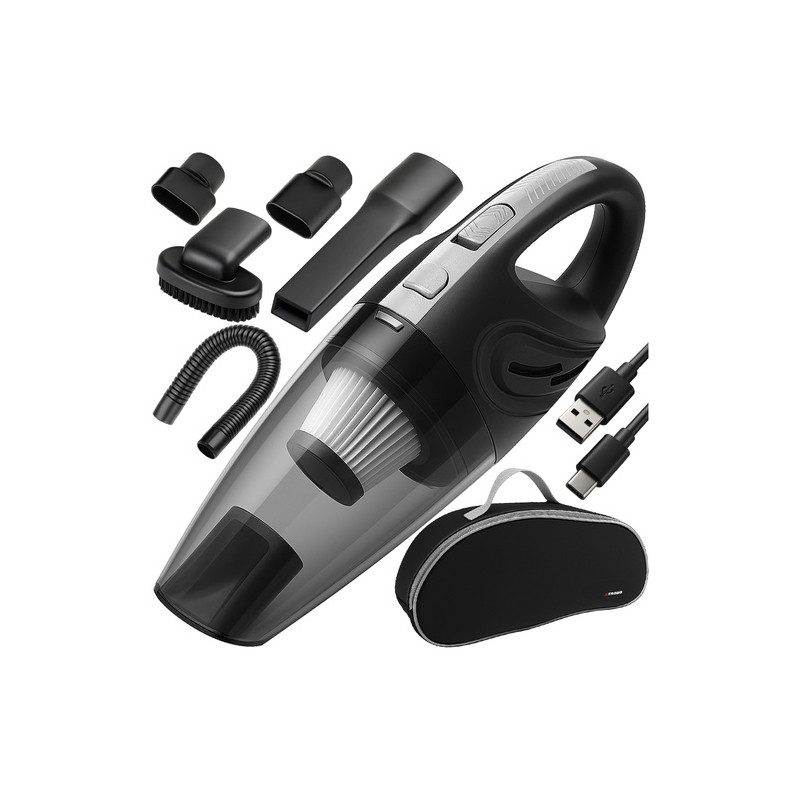Trådlös Mini dammsugare 50W Påsfri bildammsugare med tillbehör, väska